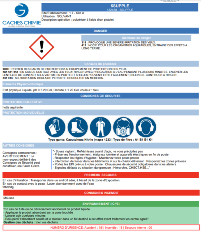 E-Chemicals : Fiche de données de sécurité simplifiée (FDSS)